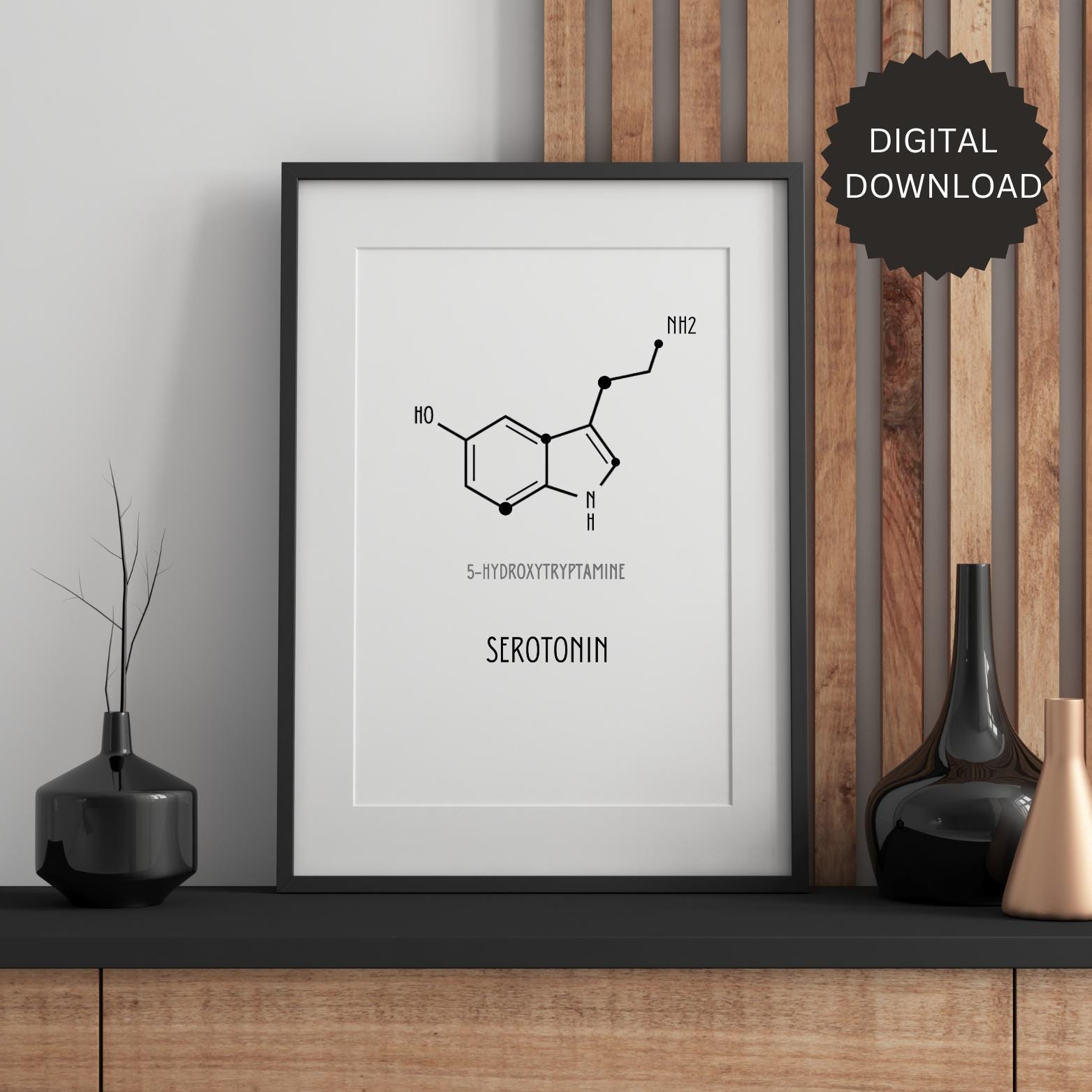 Molecule Print Serotonin Happiness Molecule Neurotransmitter Poster ...