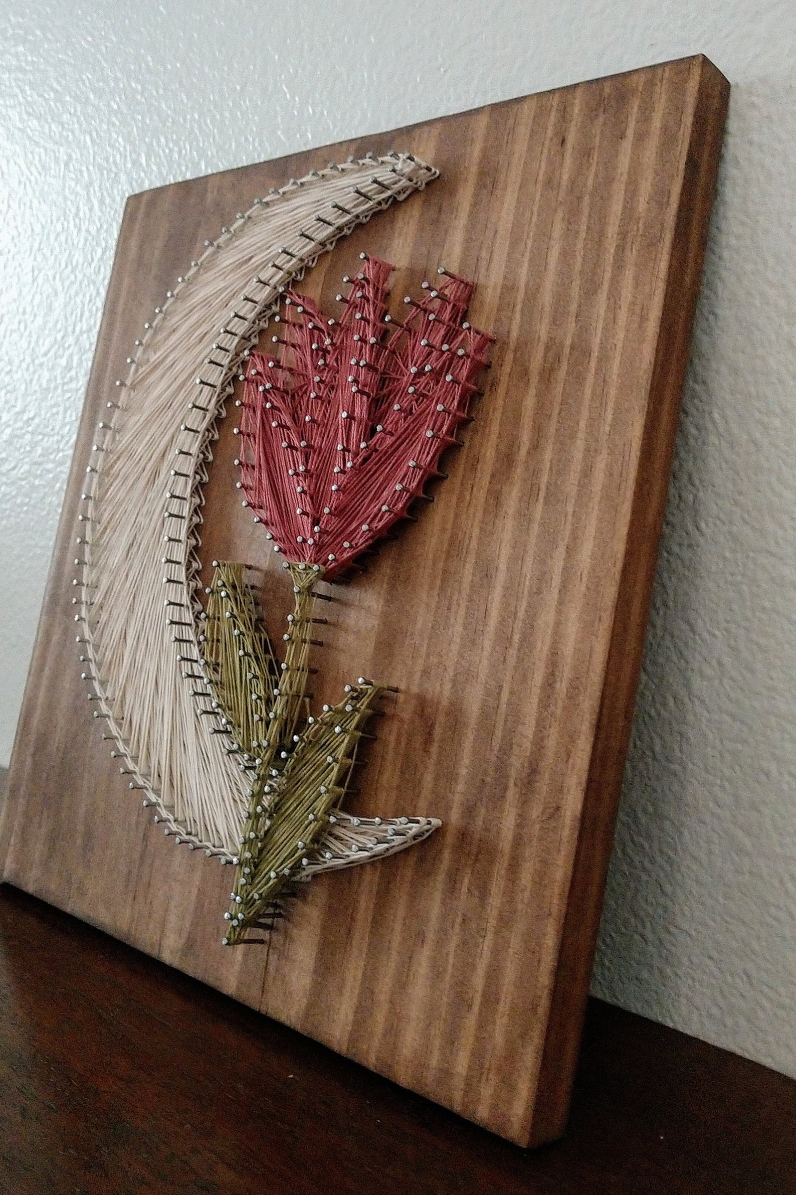 String Art Tulip and Moon Flower Art Handmade Nature Art | Etsy