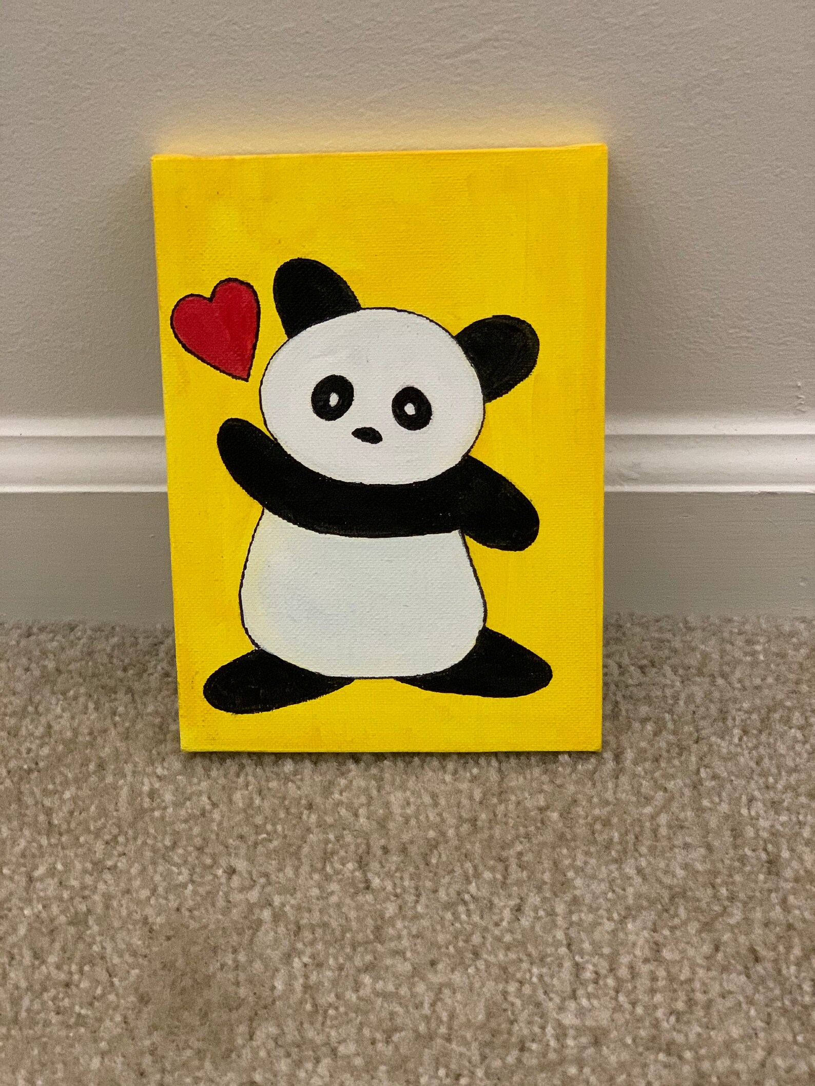 Cute Panda, Acrylic Painting on Canvas 5"x 7" - Etsy