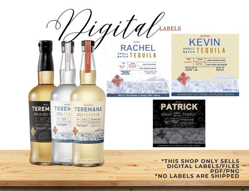Digital Tequila Liquor Label, Custom Liquor Label, Custom Tequila Label ...