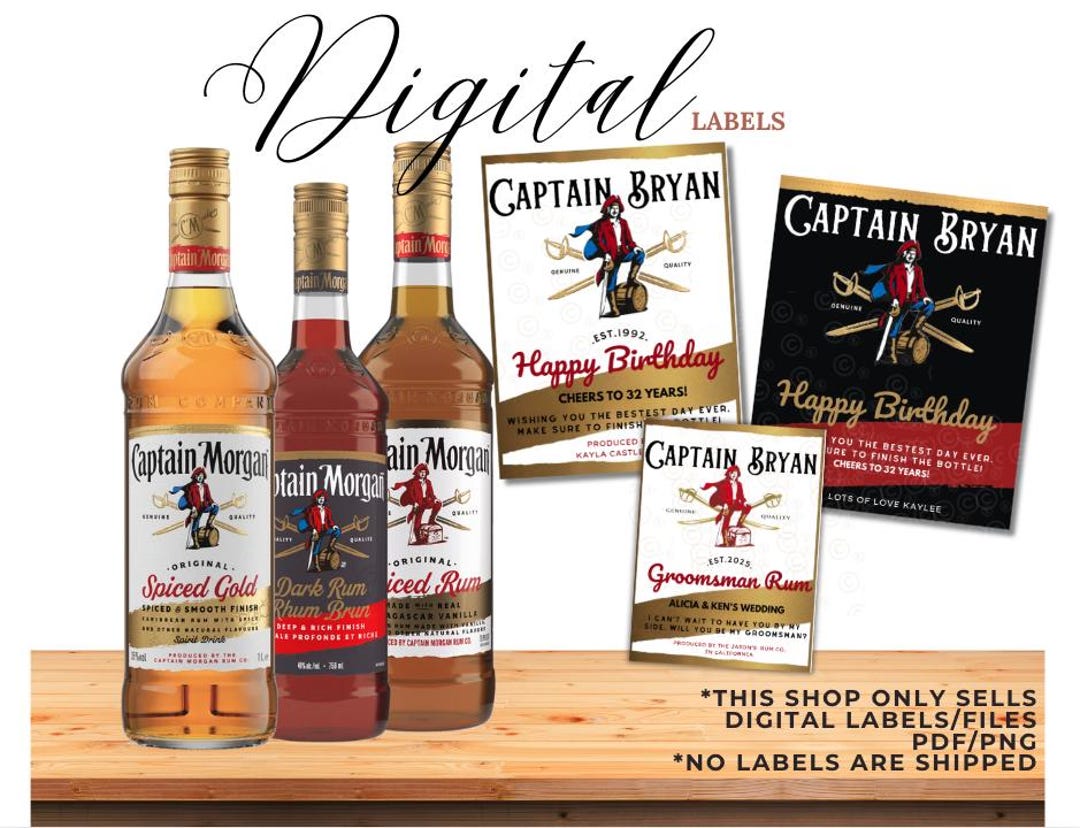 Digital Rum Liquor Label, Custom Liquor Label, Custom Rum Label ...