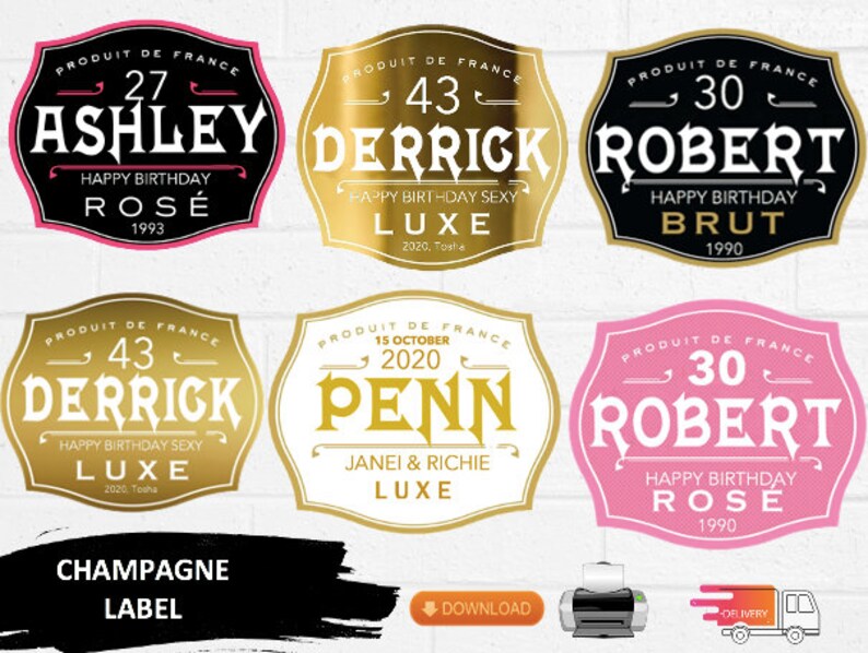 Personalized Champagne Label Custom Champagne Sticker 30th - Etsy