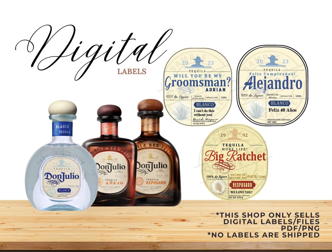 Digital Tequila Liquor Label, Custom Liquor Label, Custom Tequila Label ...