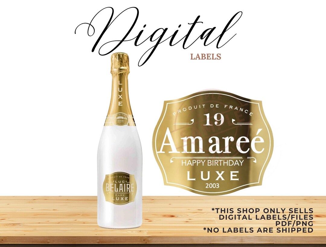 Custom Gold Belaire Champagne Label, Custom Liquor Label, Luxe ...