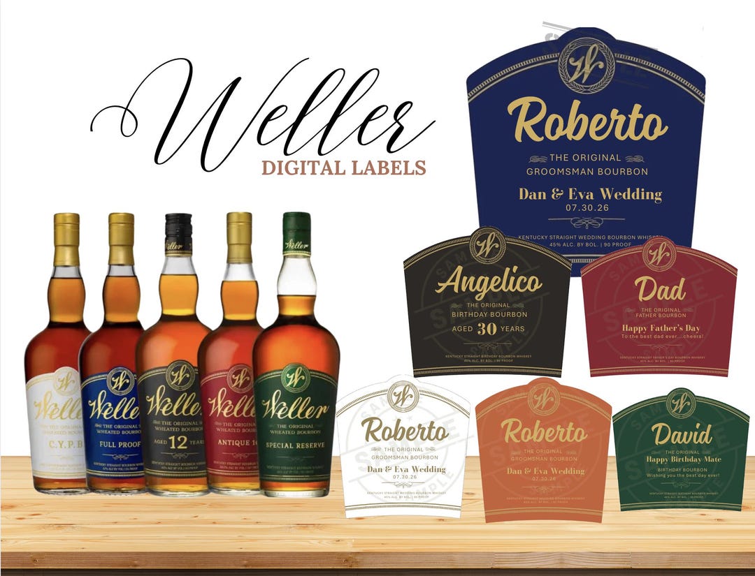 Kentucky Weller Whiskey Bottle Label, Custom Liquor Label, Custom ...