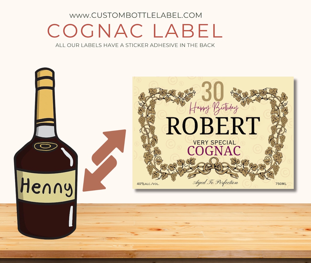 Custom Cognac Label, Birthday Gift for Him, Custom Bottle Liquor Label ...