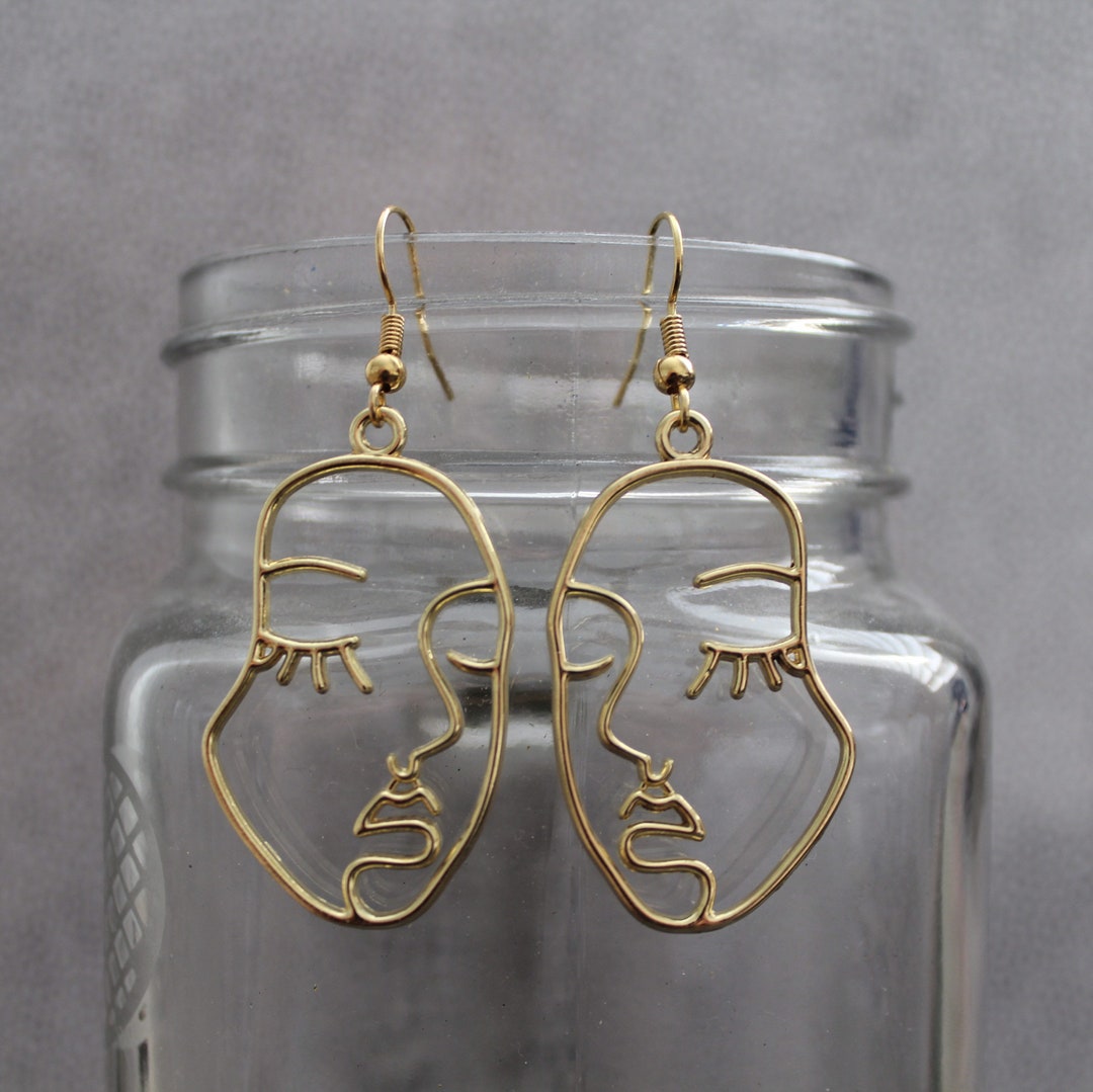 Abstract Womans Face Outline Earrings - Etsy
