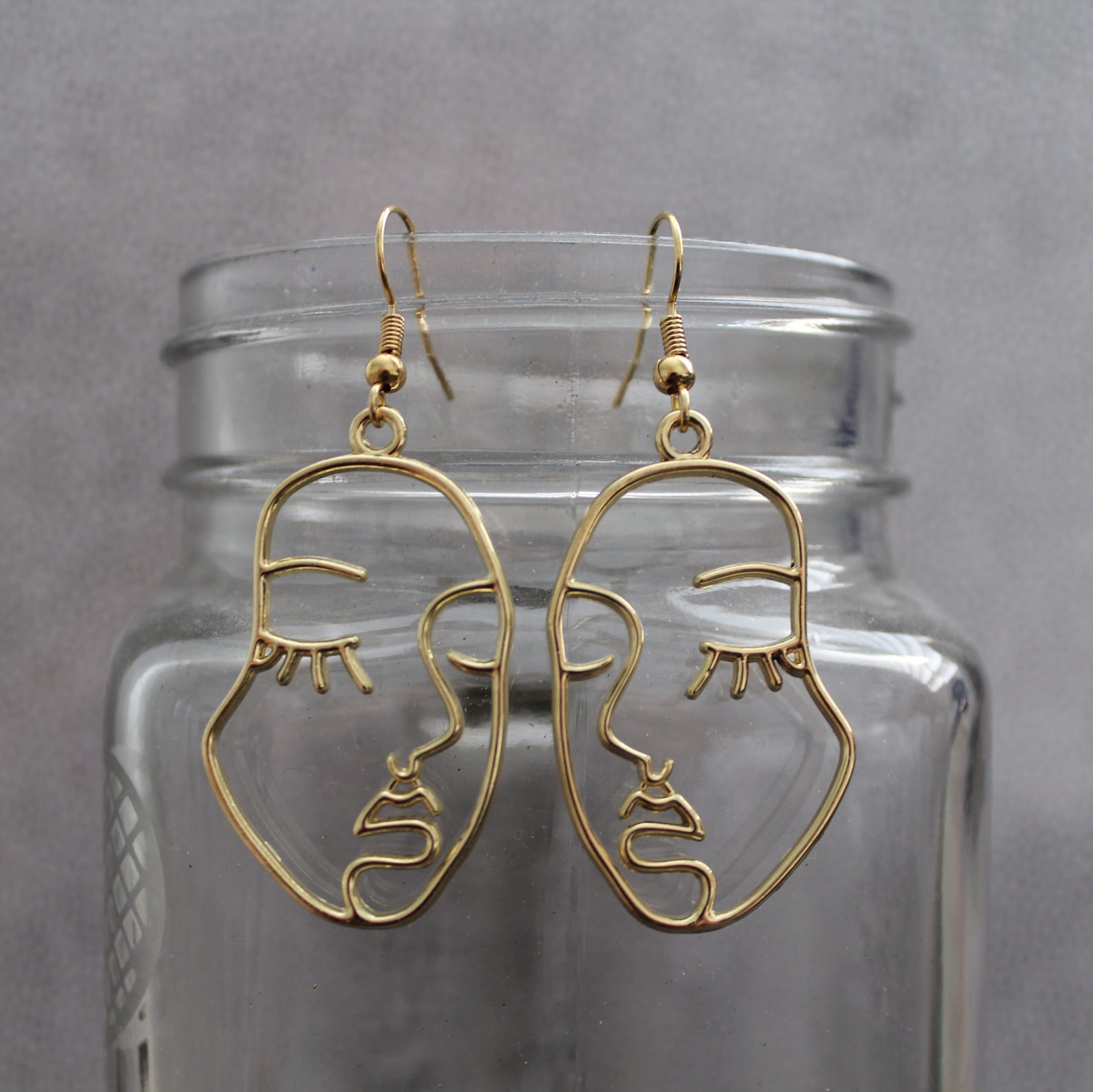 Abstract Womans Face Outline Earrings | Etsy