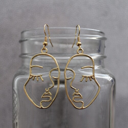 Abstract Womans Face Outline Earrings - Etsy