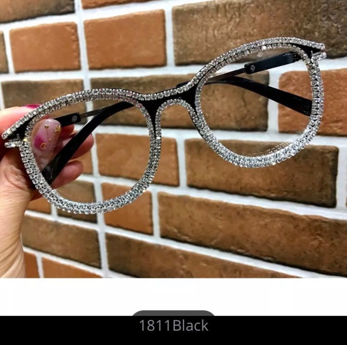 Ladies Rhinestone Embellished Clear Glasses Fashion Eyewear Etsy