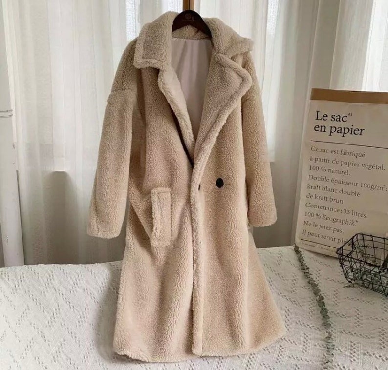 Long Teddy Bear Jacket Coat Faux Wool Etsy
