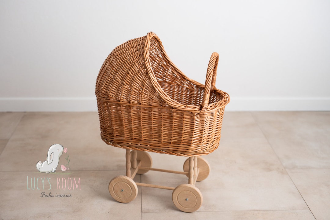 Rattan Wicker Tall Doll Pram Regular Size - Etsy