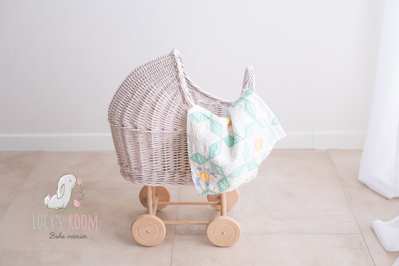 Rattan Wicker Tall Doll Pram Regular Size - Etsy