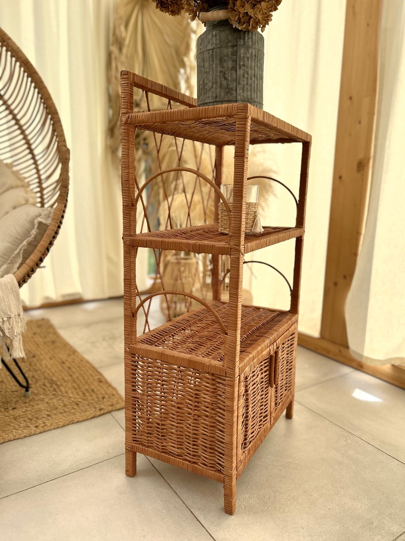 Rattan Wicker Boho Shelf - Etsy