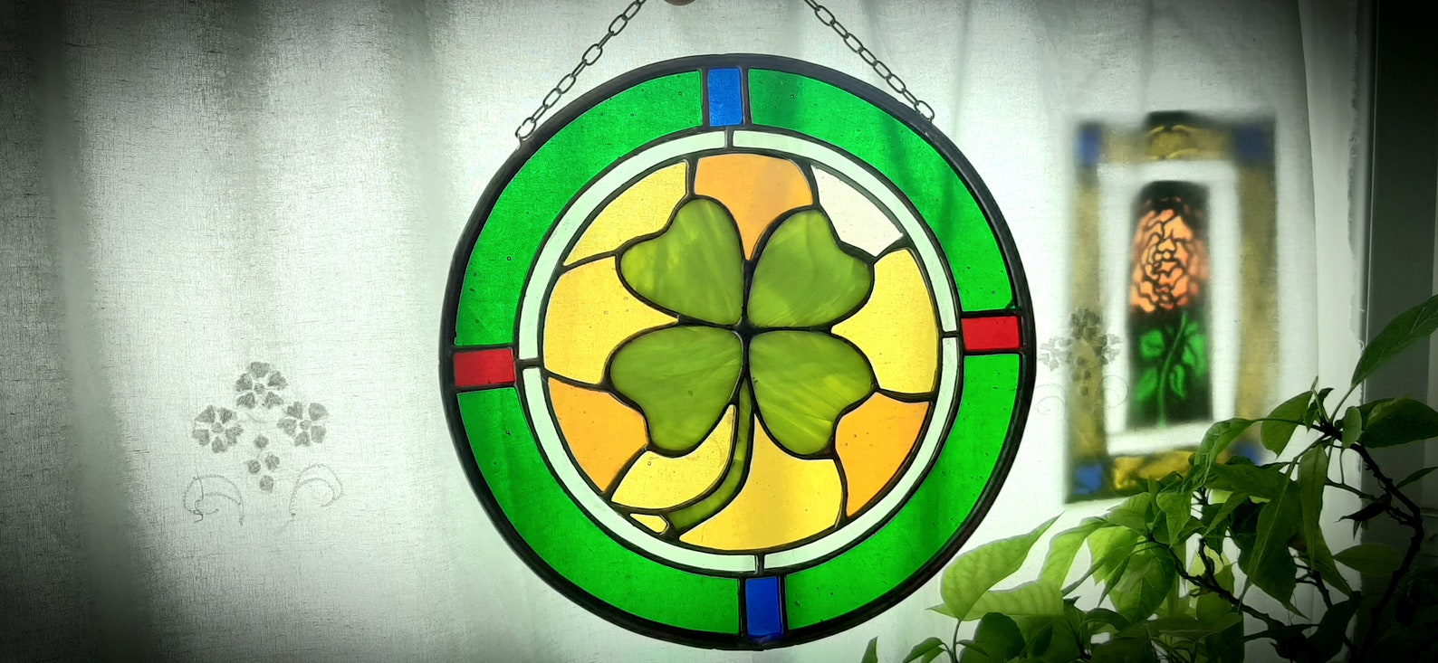 Shamrock symbool van geluk, glas-in-lood, tiffany, woondecoratie ...