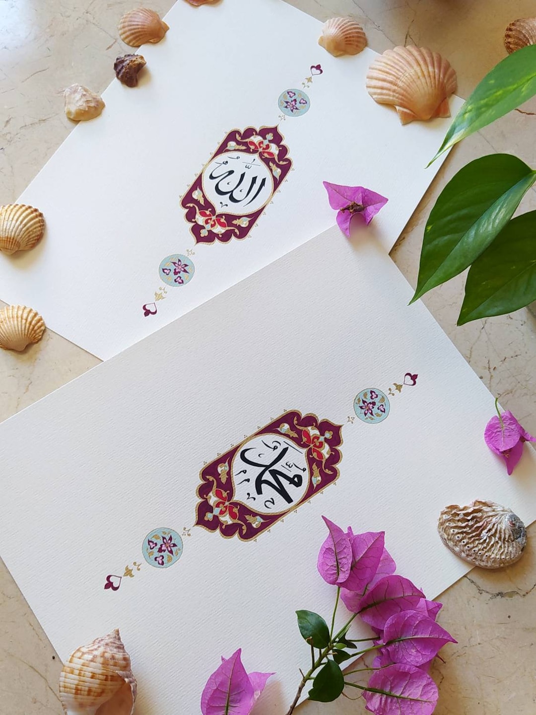 Buy Allah Arabic Calligraphy Wall Art Set, Original Islamic Art ...