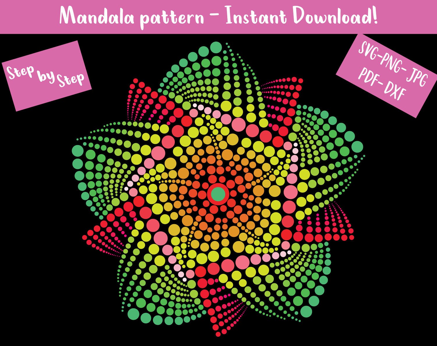 Mandala Dot Art Guide 32 - Painting Template (SVG, PDF, PNG) - Etsy