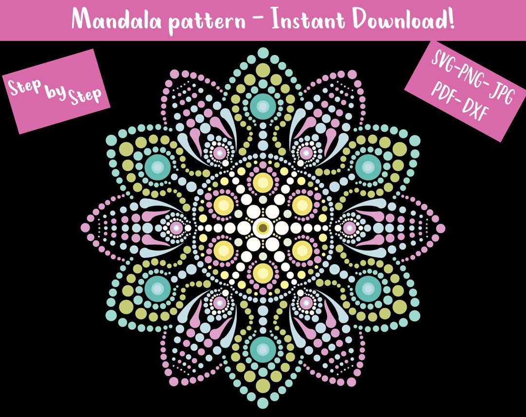 Mandala Dot Art Guide 17 - Painting Template (SVG, PDF, PNG) - Etsy