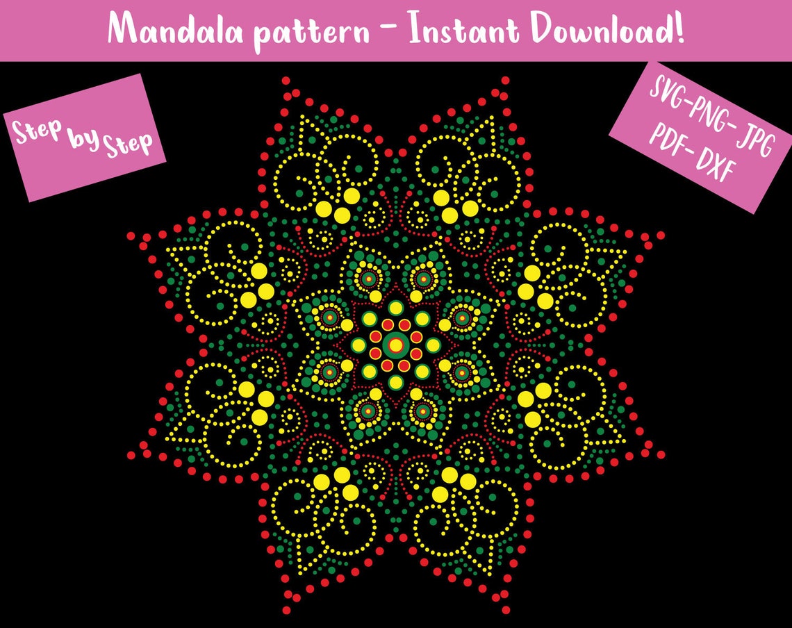 Dot Mandala Pattern 11 Art Guide Dot Mandala Painting svg - Etsy