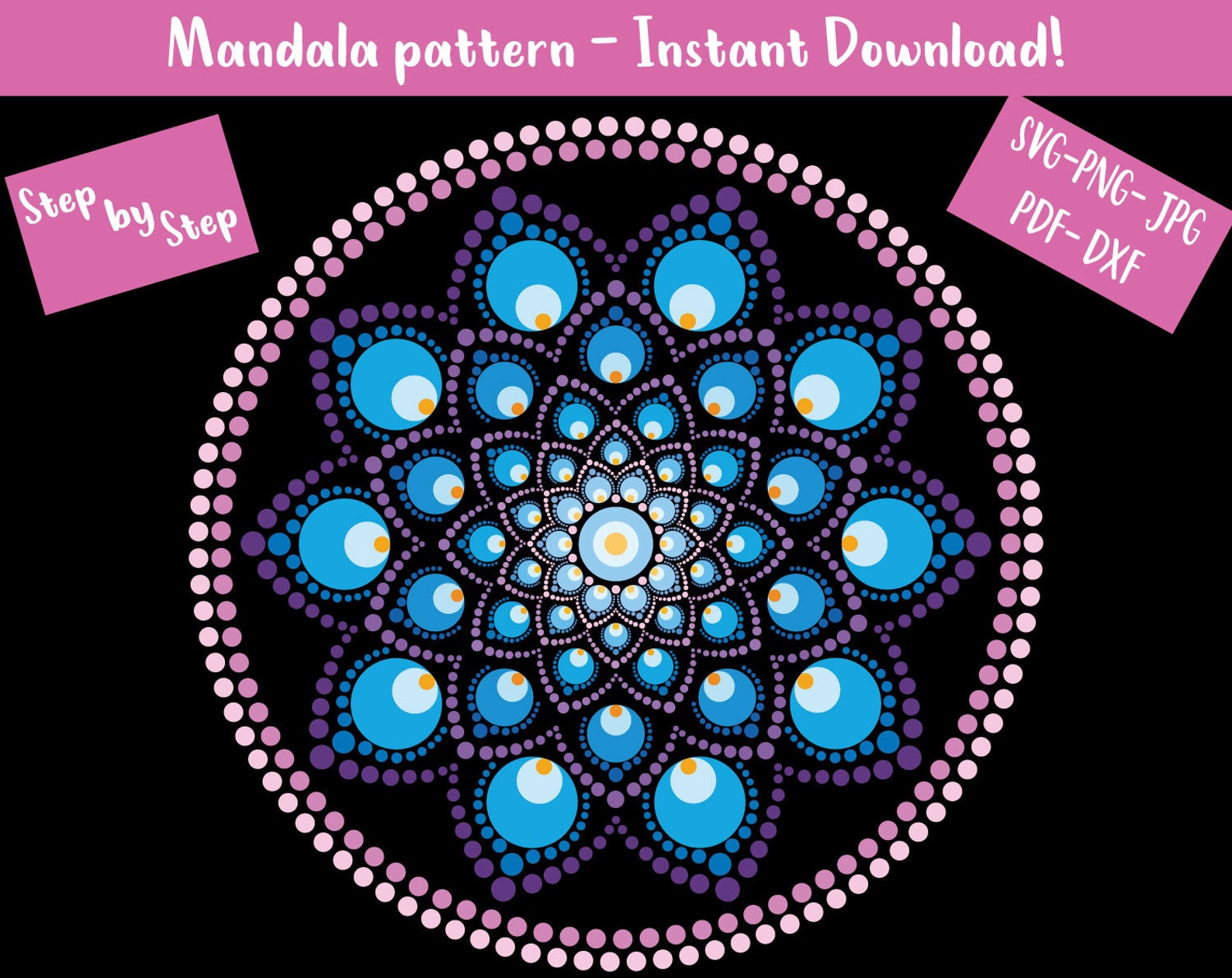 Dot Mandala Pattern 15 Art Guide Dot Mandala Painting svg Pdf Jpg Png ...