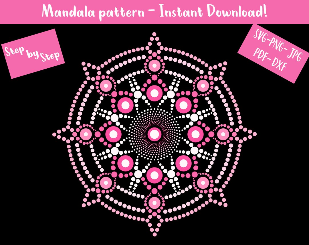 Mandala Dot Art Guide 53 - Painting Template (SVG, PDF, PNG) - Etsy