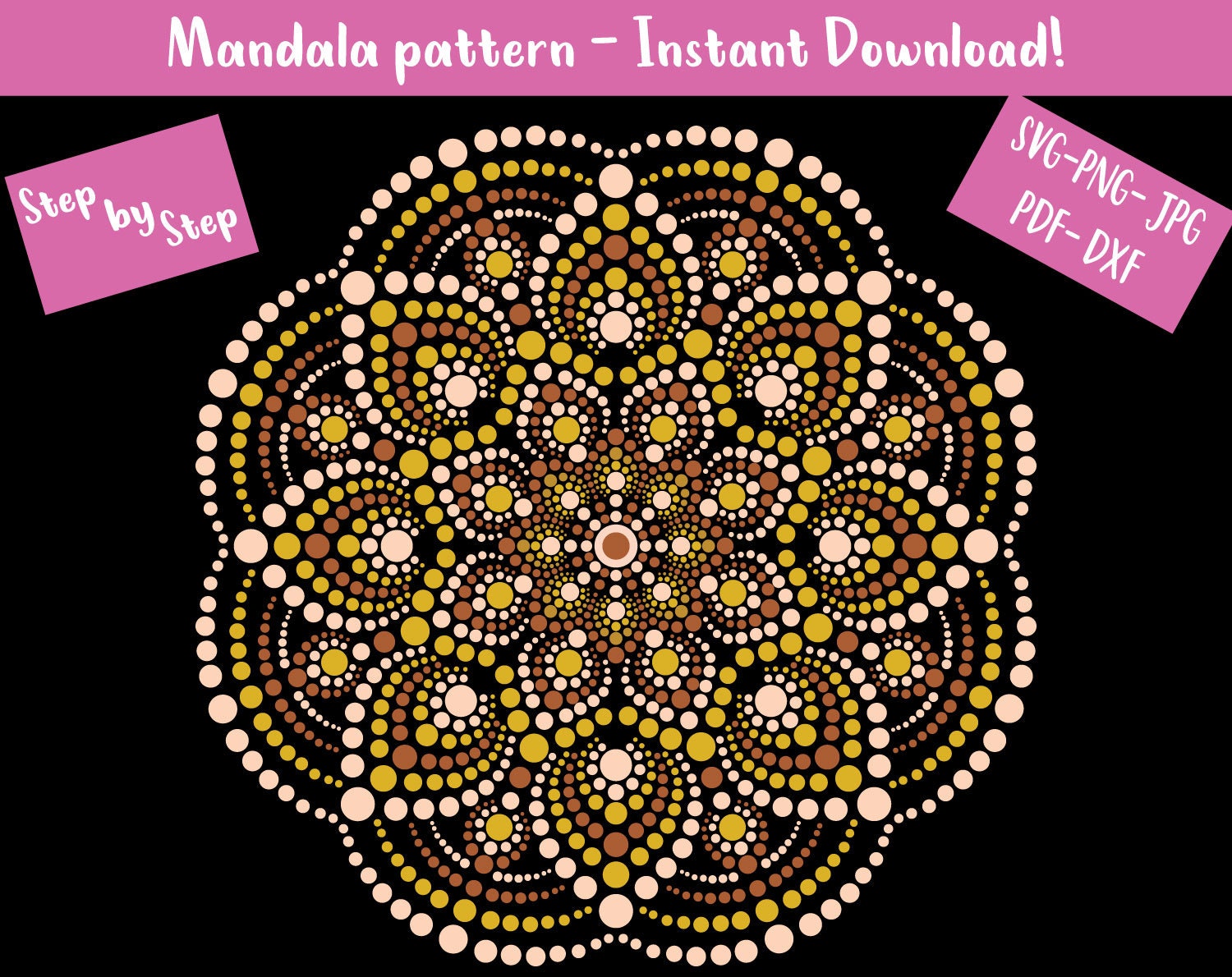 Dot Mandala Pattern 18 Art Guide Dot Mandala Painting svg Pdf Jpg Png ...