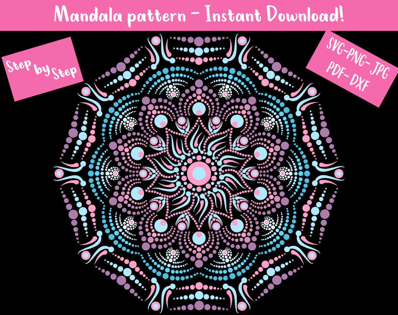 Dot Mandala Pattern 48 Art Guide Dot Mandala Painting svg Pdf Jpg Png ...
