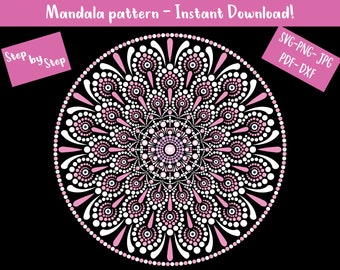 Dot Mandala Pattern 18 Art Guide Dot Mandala Painting svg Pdf Jpg Png ...