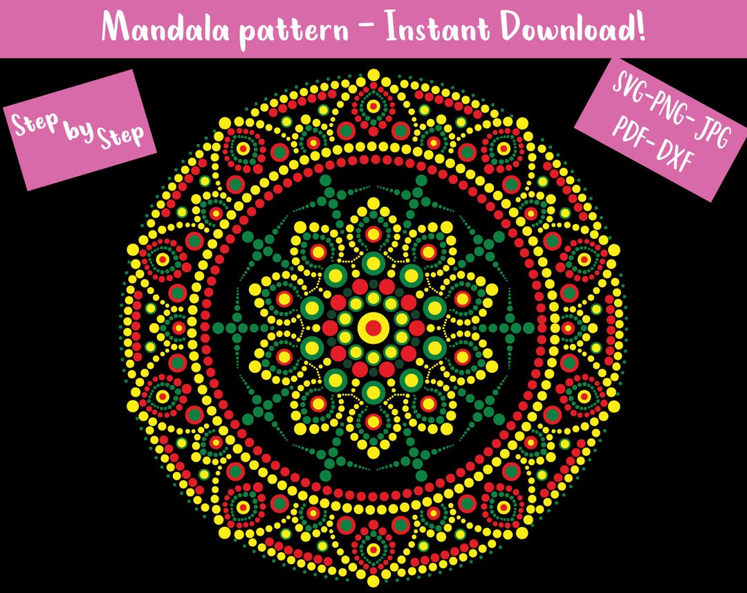 Dot Mandala Pattern 10 Art Guide Dot Mandala Painting svg Pdf Jpg Png ...