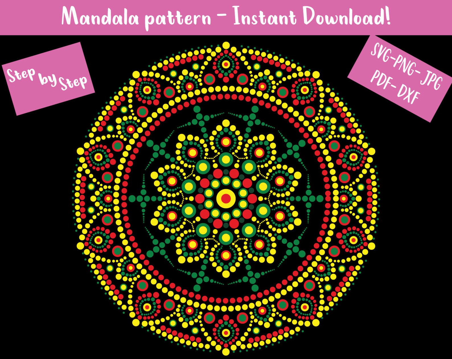 Dot Mandala Pattern 10 Art Guide Dot Mandala Painting svg - Etsy