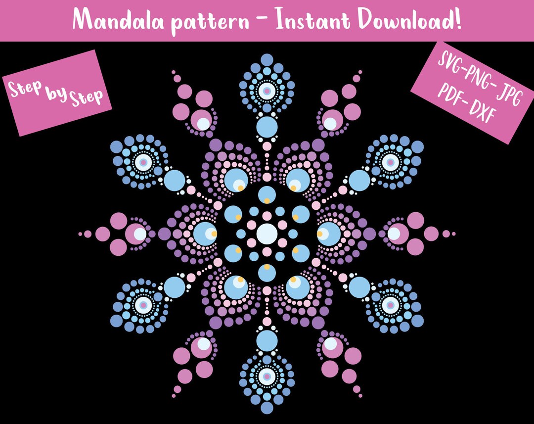 Mandala Dot Art Guide 1 - Painting Template (SVG, PDF, PNG) - Etsy
