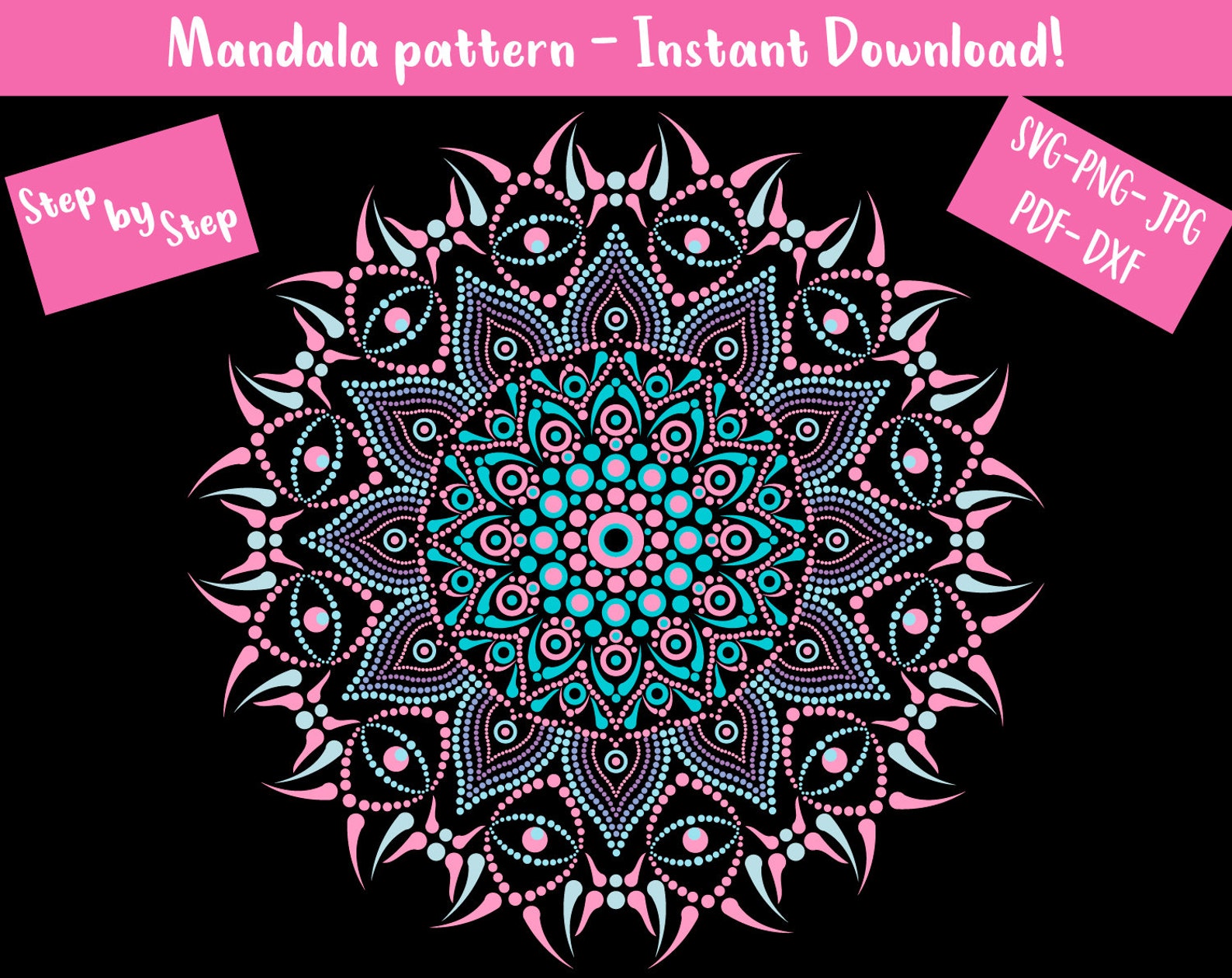 Dot Mandala Pattern 43 Art Guide Dot Mandala Painting svg Pdf Jpg Png ...