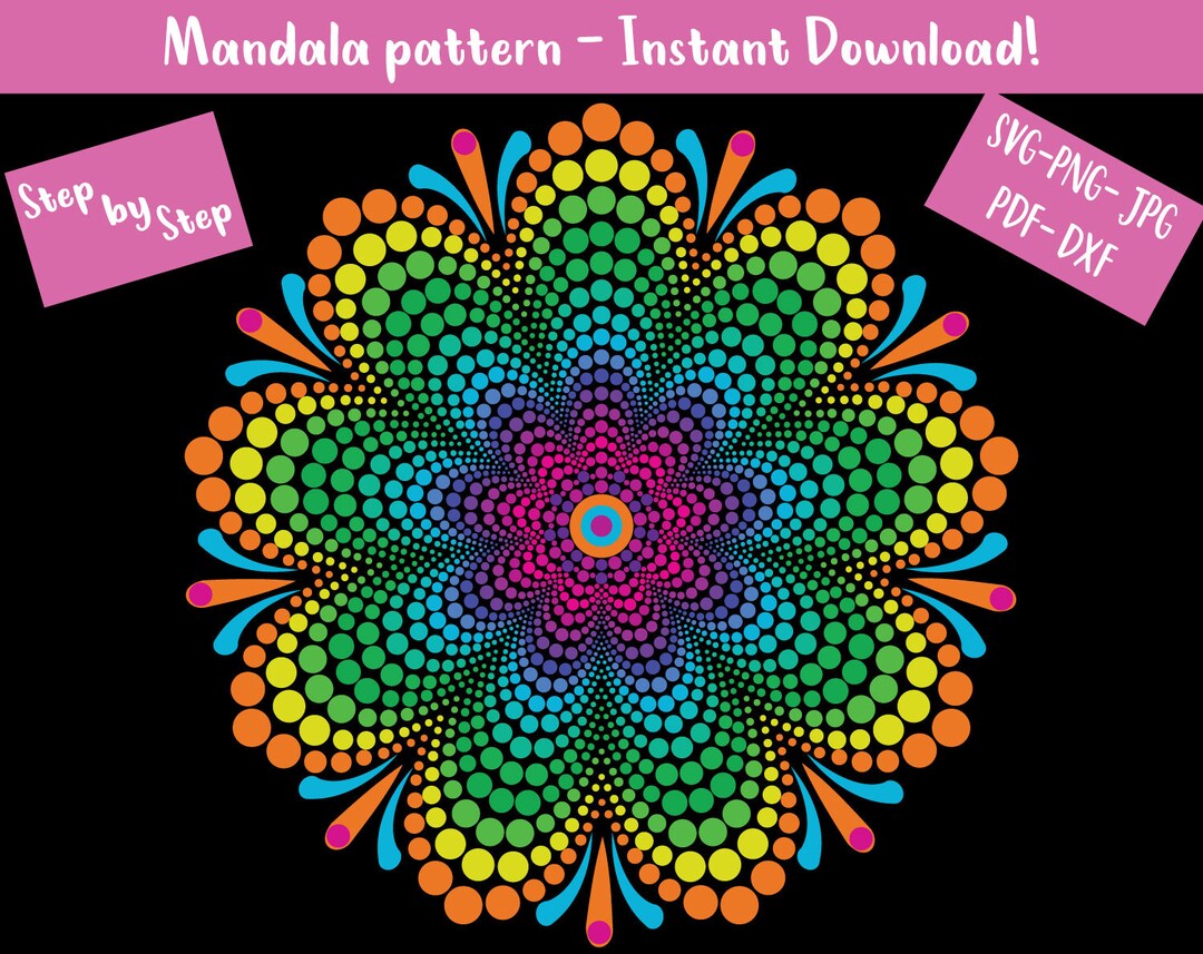 Mandala Dot Art Guide 33 - Painting Template (SVG, PDF, PNG) - Etsy