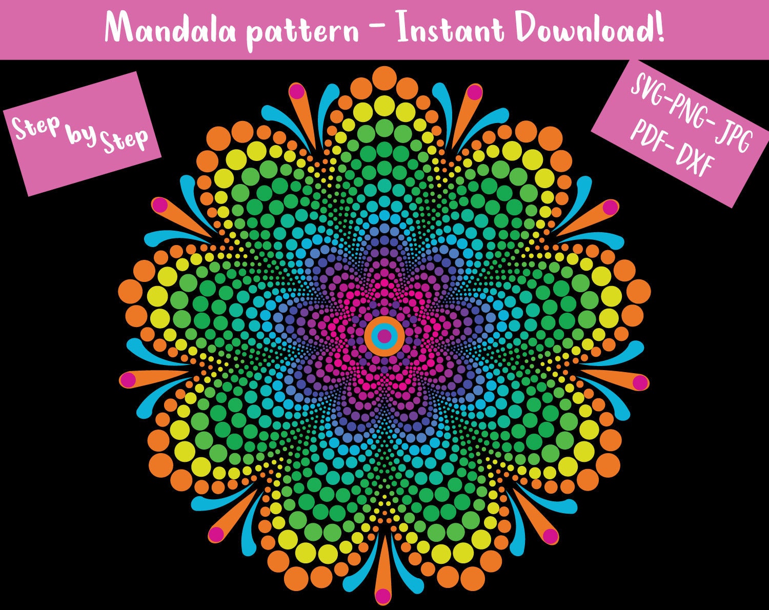 Dot Mandala Pattern 33 Art Guide Dot Mandala Painting svg Pdf Jpg Png ...