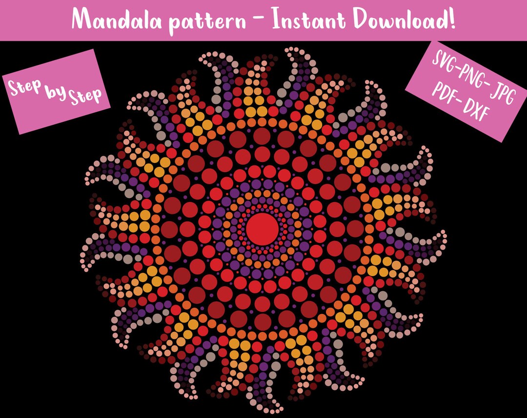 Mandala Dot Art Guide 9- Painting Template (SVG, PDF, PNG) - Etsy