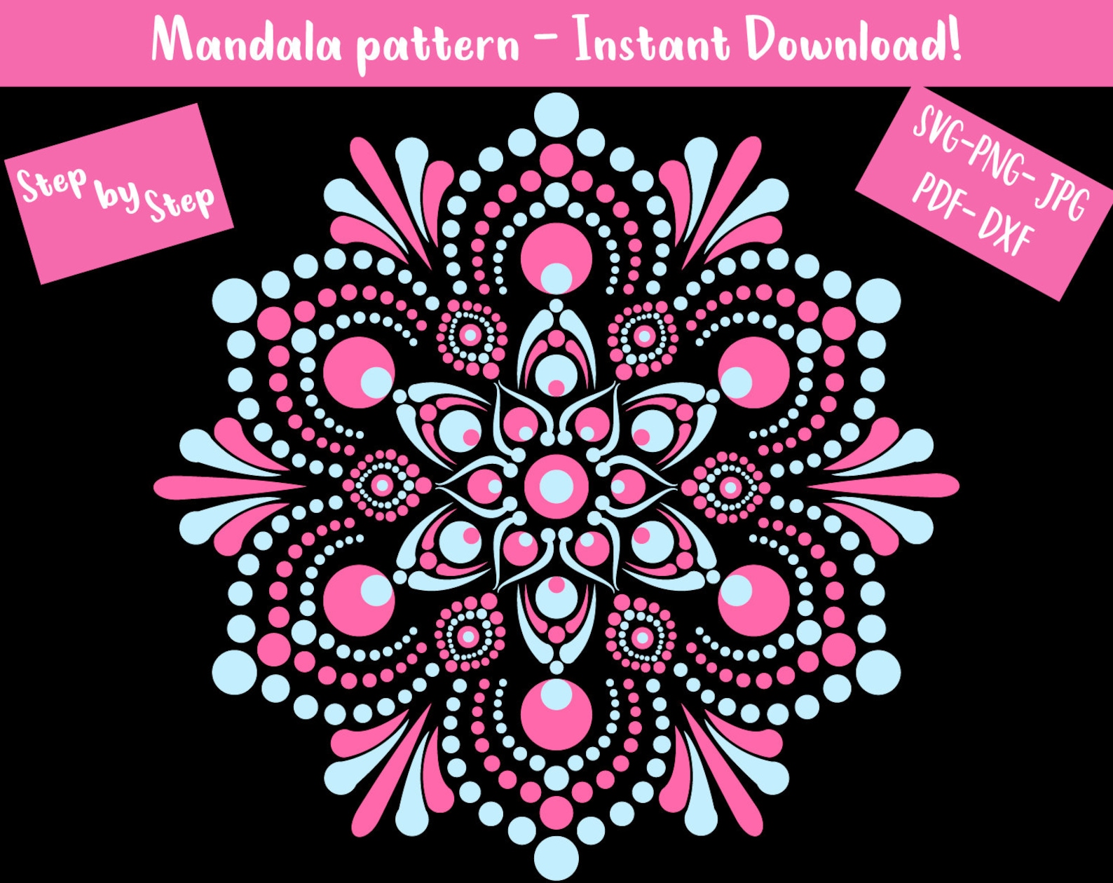Dot Mandala Pattern 49 Art Guide Dot Mandala Painting svg Pdf Jpg Png ...