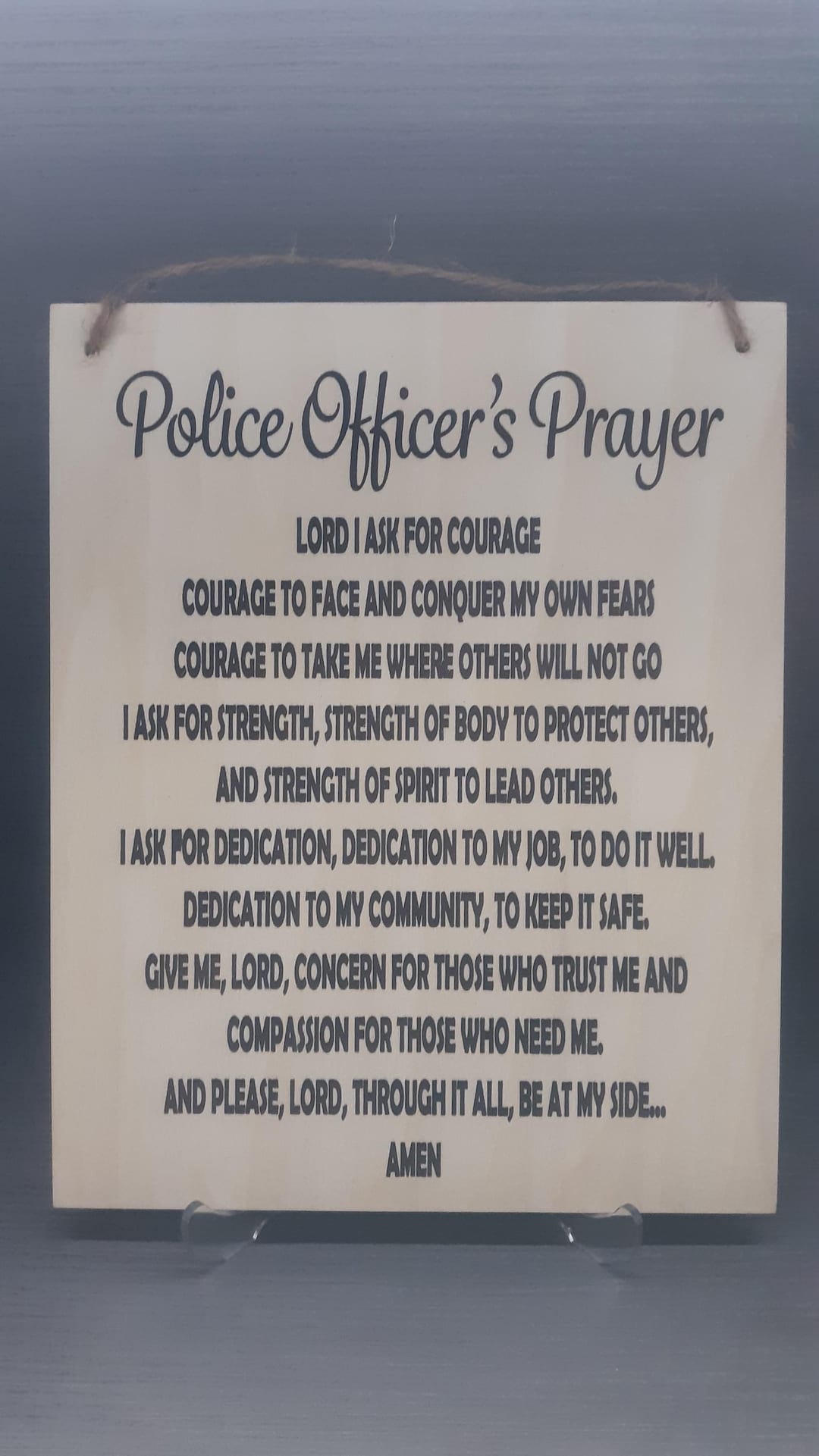 Police Officer's Prayer Hanging Wood Sign, Law Enforcement Sign ...