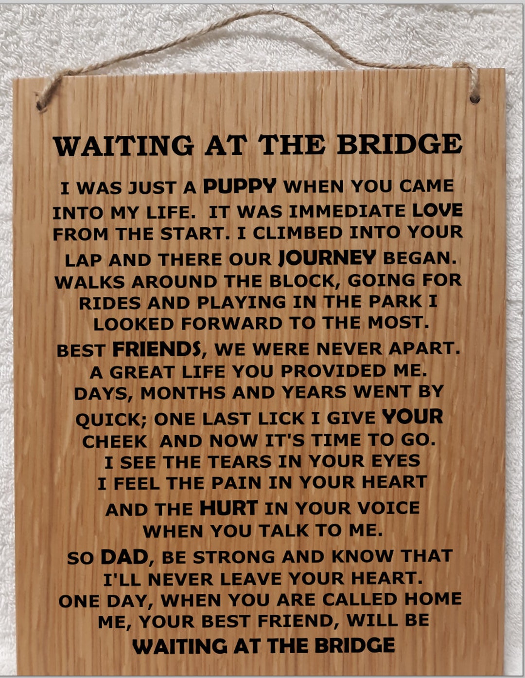 Waiting at the Bridge Pet Loss Sign, Dog Death Sympathy Sign for Him ...