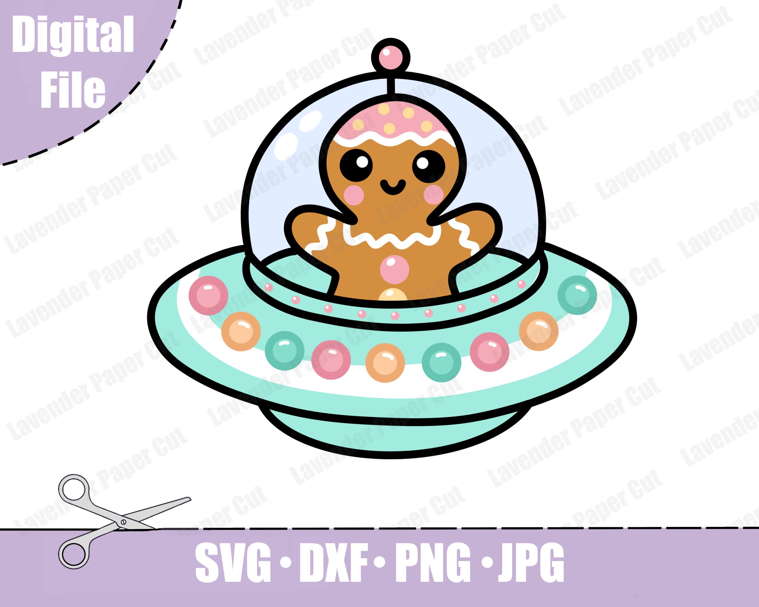 Gingerbread Alien Ship Layered SVG, Sublimation, PNG, JPEG, Holiday Alien, Spaceship, for Cricut ...