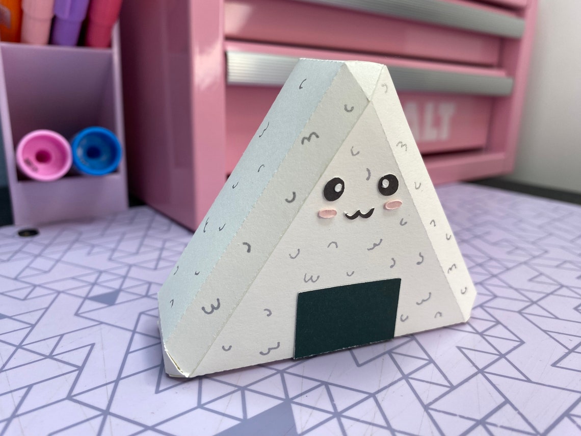 Kawaii Onigiri 3D Paper Model: Japanese Food Art (SVG, Studio3, PDF) - Etsy