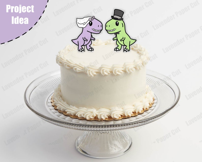 T-rex Wedding Couple SVG: Dinosaur Cake Topper, Jurassic Clipart ...