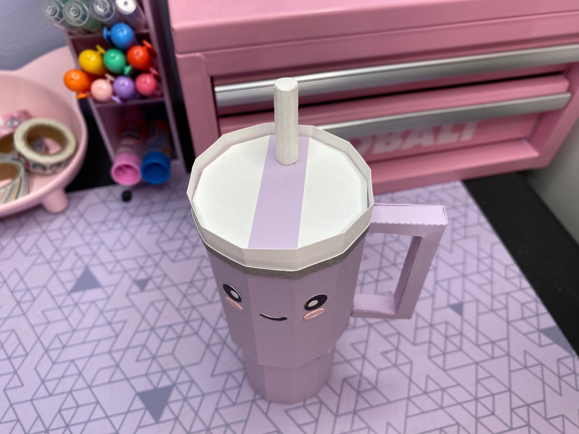 Kawaii Stanley Tumbler Cup 3D Paper Model SVG (digital File) - Etsy