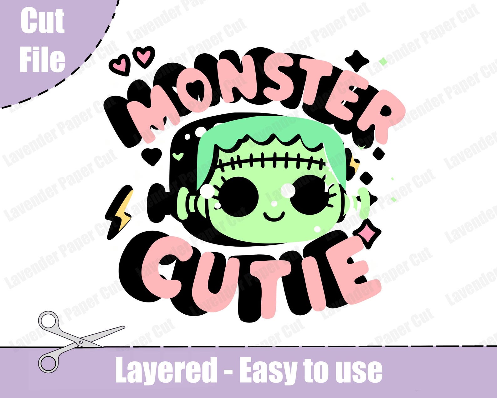 Monster Cutie SVG, Frankenstein Monster Halloween Design, Kawaii Spooky ...