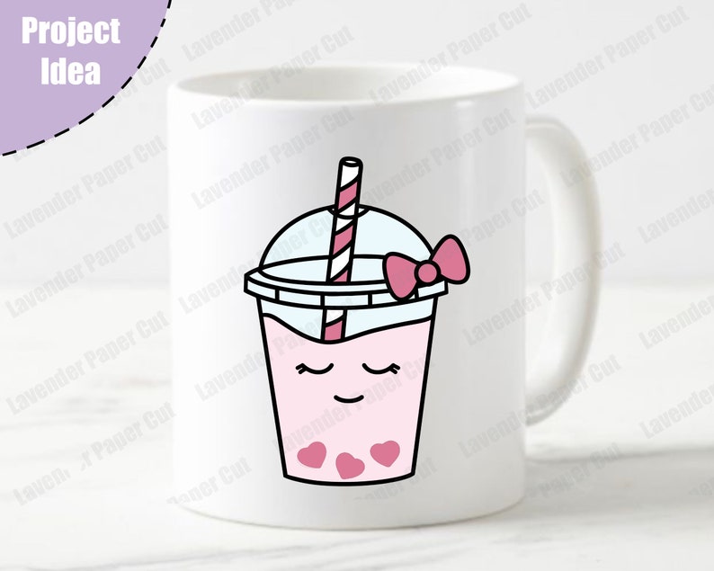 Love Heart Boba Tea Pink Drink SVG File for Cricut or Silhouette, Great ...