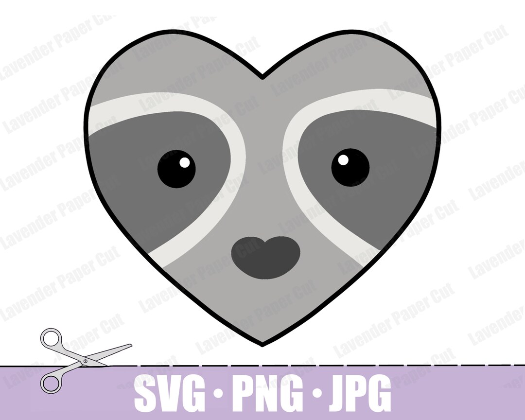 Raccoon Heart Face Sublimation PNG and SVG, Valentine's Day Animal With ...