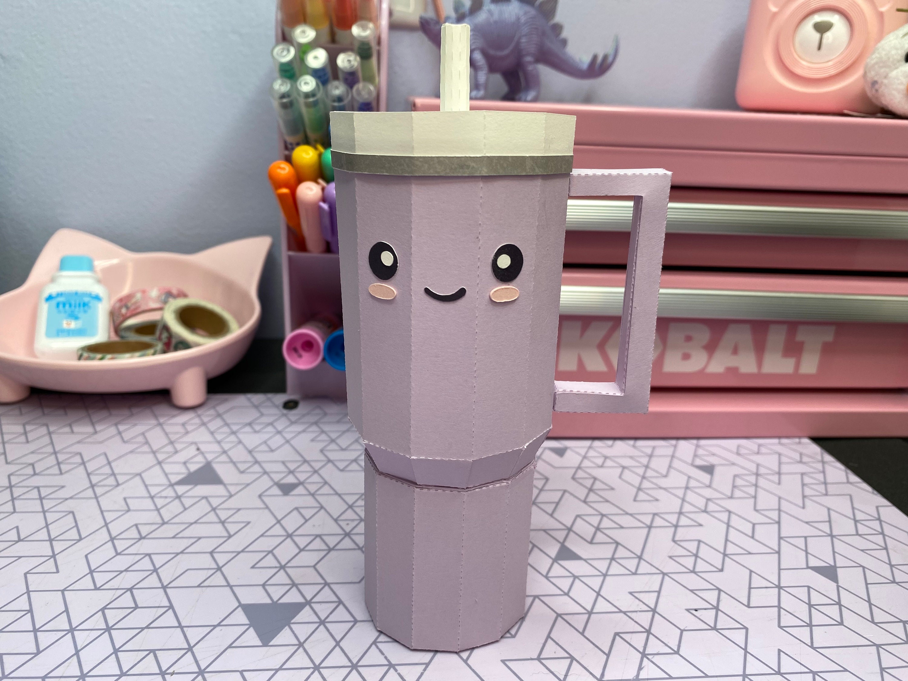 Kawaii Stanley Tumbler Cup 3D Paper Model SVG (digital File) - Etsy