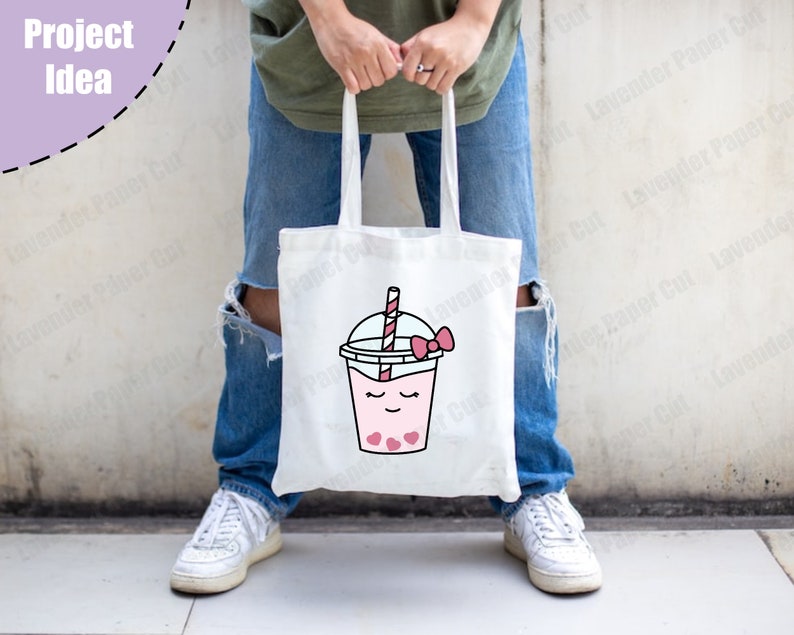 Love Heart Boba Tea Pink Drink SVG File for Cricut or Silhouette, Great ...