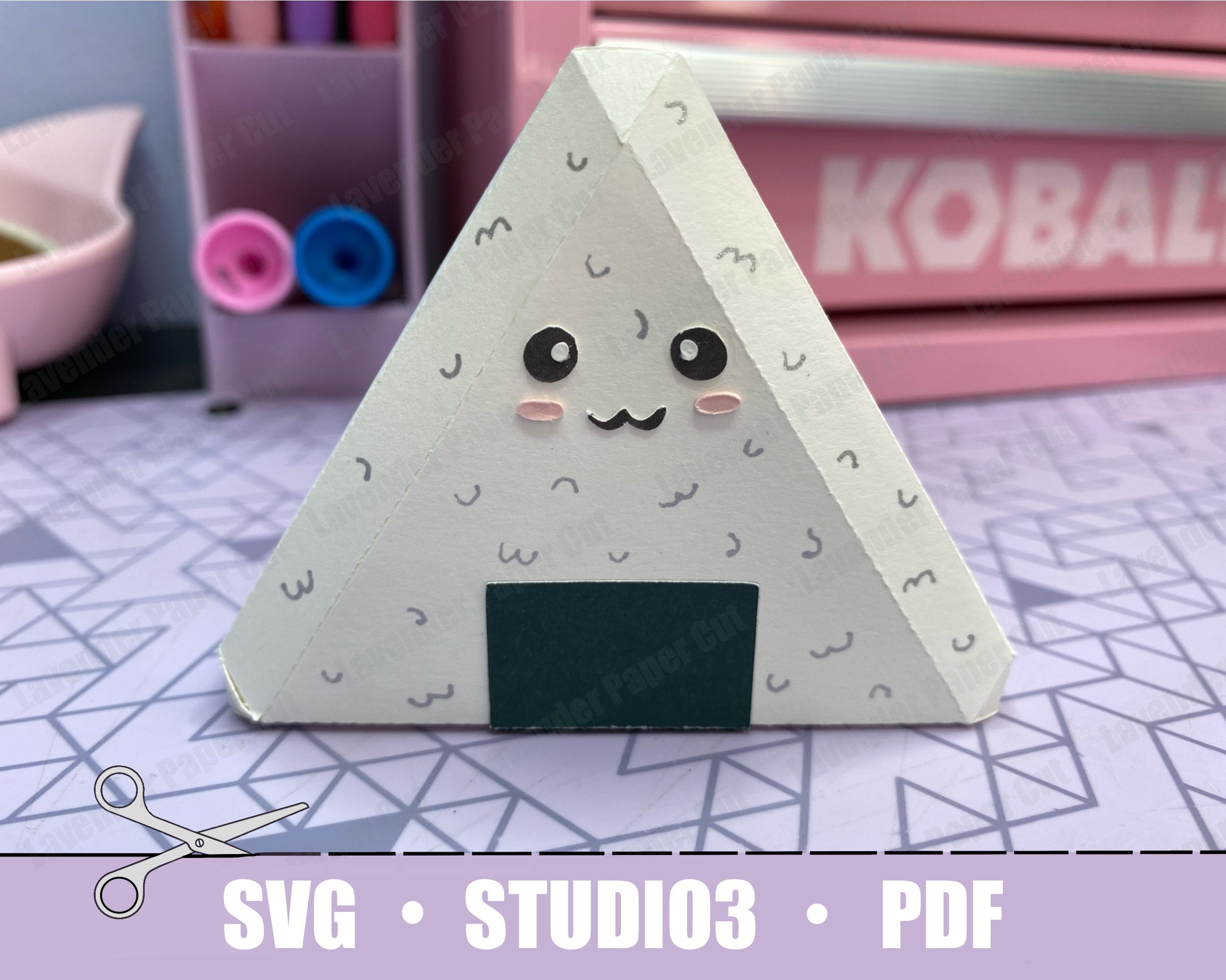 Kawaii Onigiri 3D Paper Model: Japanese Food Art (SVG, Studio3, PDF) - Etsy