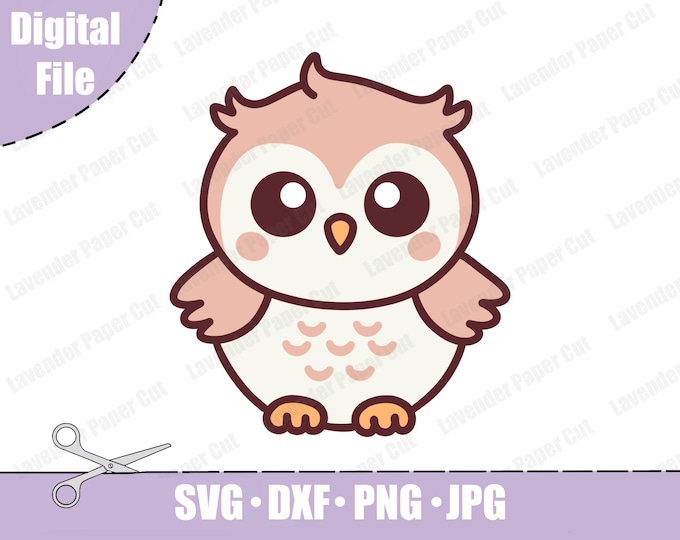 Owl With SVG Baby Owl Outline Cricut Silhouette Cut File Baby Owl Cute ...