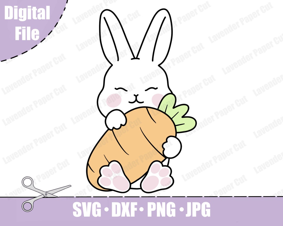 Bunny and Carrot SVG Easter Bunny Layered Cutting File Cute Baby Rabbit ...